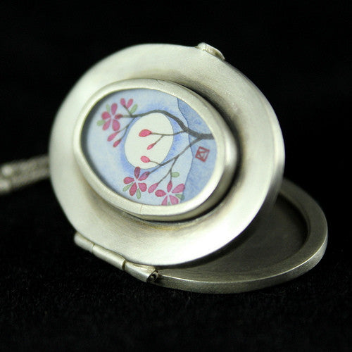 Ananda Khalsa - Large Locket - Plum blossom/moon, sterling silver – Eno ...